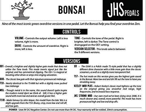 JHS Pedals Bonsai 9-Way Screamer Overdrive Guitar Effects Pedal, Green ...